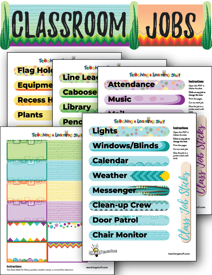 Classroom Jobs for Jumbo Craft Sticks : Teaching & Learning Stuff